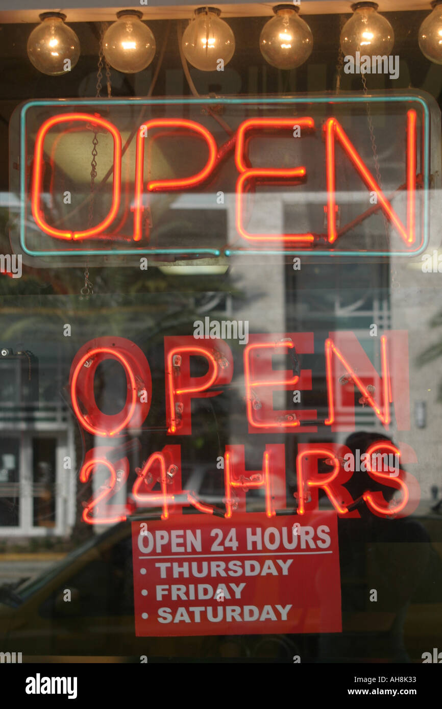 Flashing open sign hi-res stock photography and images - Alamy