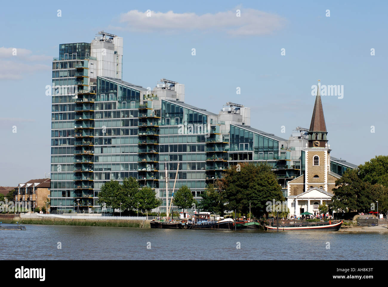 Montevetro building and Battersea Parish Church of St Mary, London ...