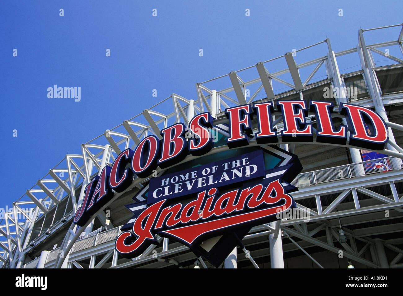 Signage at Clevelands Jacob s Field home of the Cleveland Indians Ohio ...