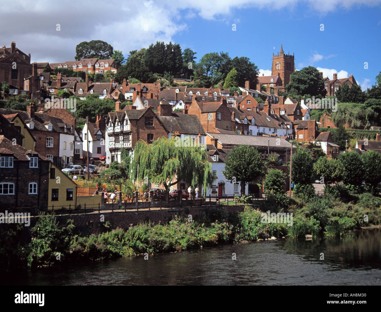 BRIDGNORTH SHROPSHIRE UK August Looking up to High Town from the multi ...