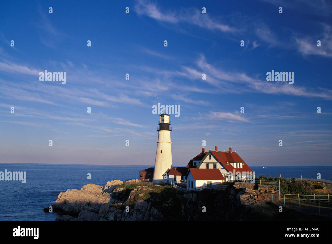 Portland Head Light along the rocky north Atlantic coast Portland Maine ...