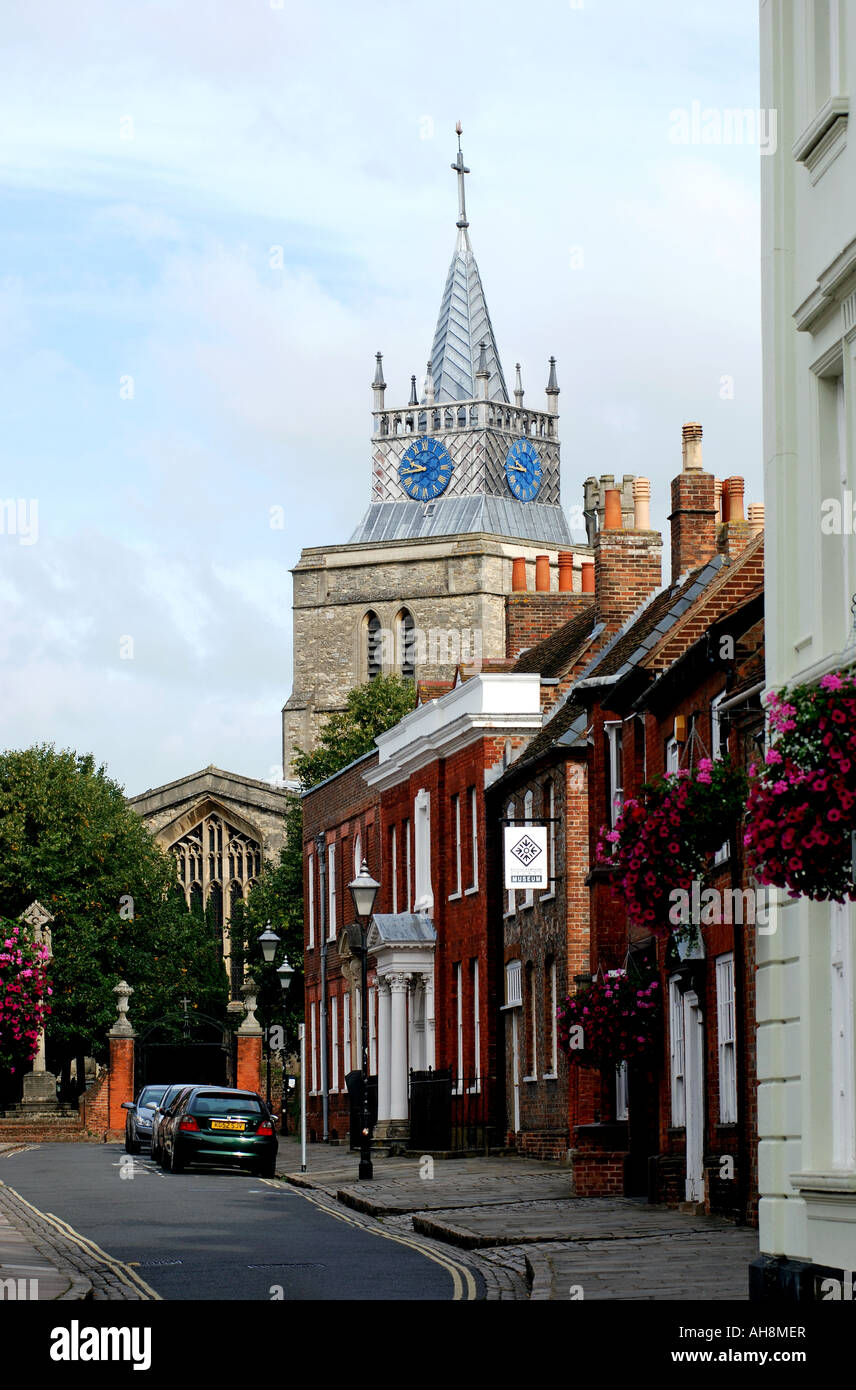 Church Street and St. Mary`s Church, Aylesbury, Buckinghamshire ...