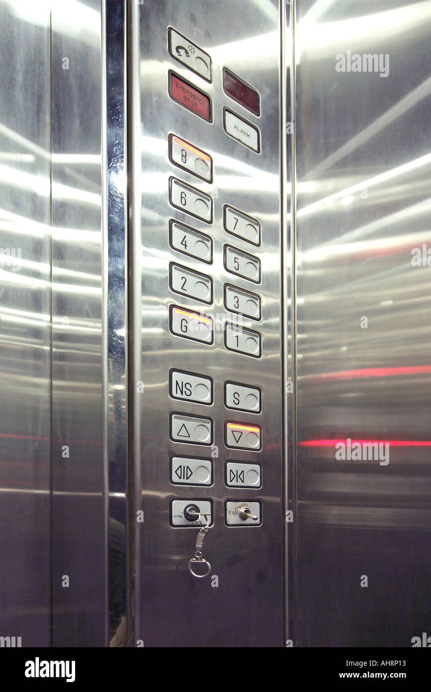 Elevator lift steel interior floor indicators up down ground first ...