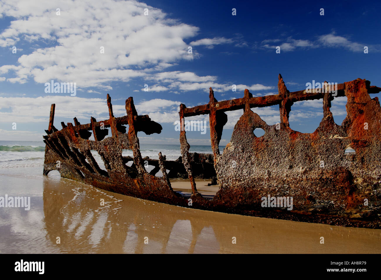 EARLY MORNING SHOT OF WRECK OF THE SS DICKY CALOUNDRA QUEENSLAND ...