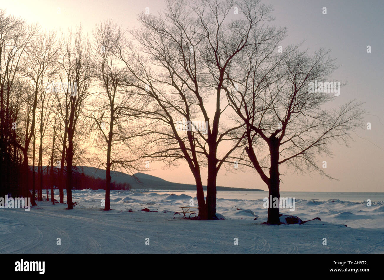 Lake Superior south shore near the Porcupines in the winter. Bessemer ...