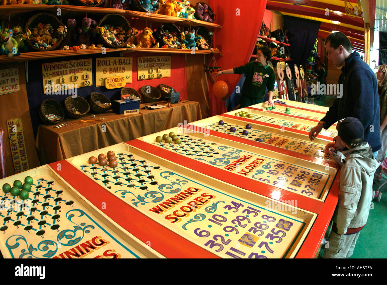 Fairground or Old Amusement attraction stall attraction stall balls ...