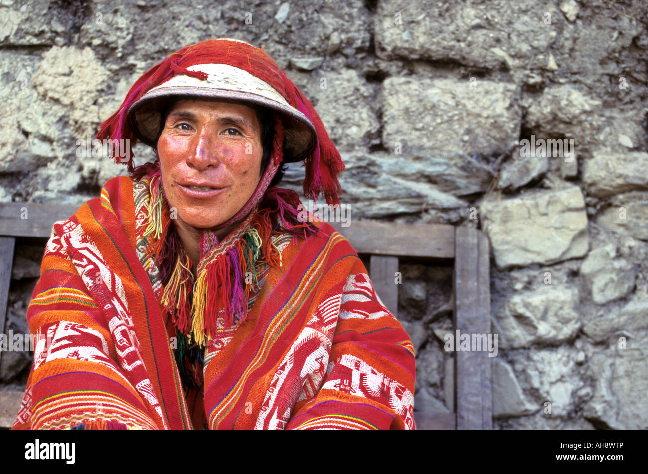 Traditionally dressed Quechua man in small village in the Sacred Valley ...