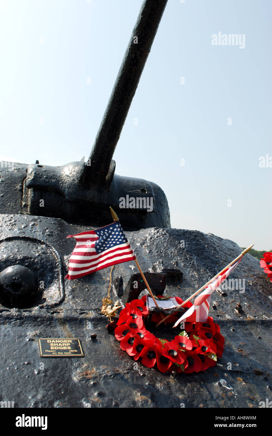 World War Two WW" tank at Slapton Ley commemorating American soldiers ...