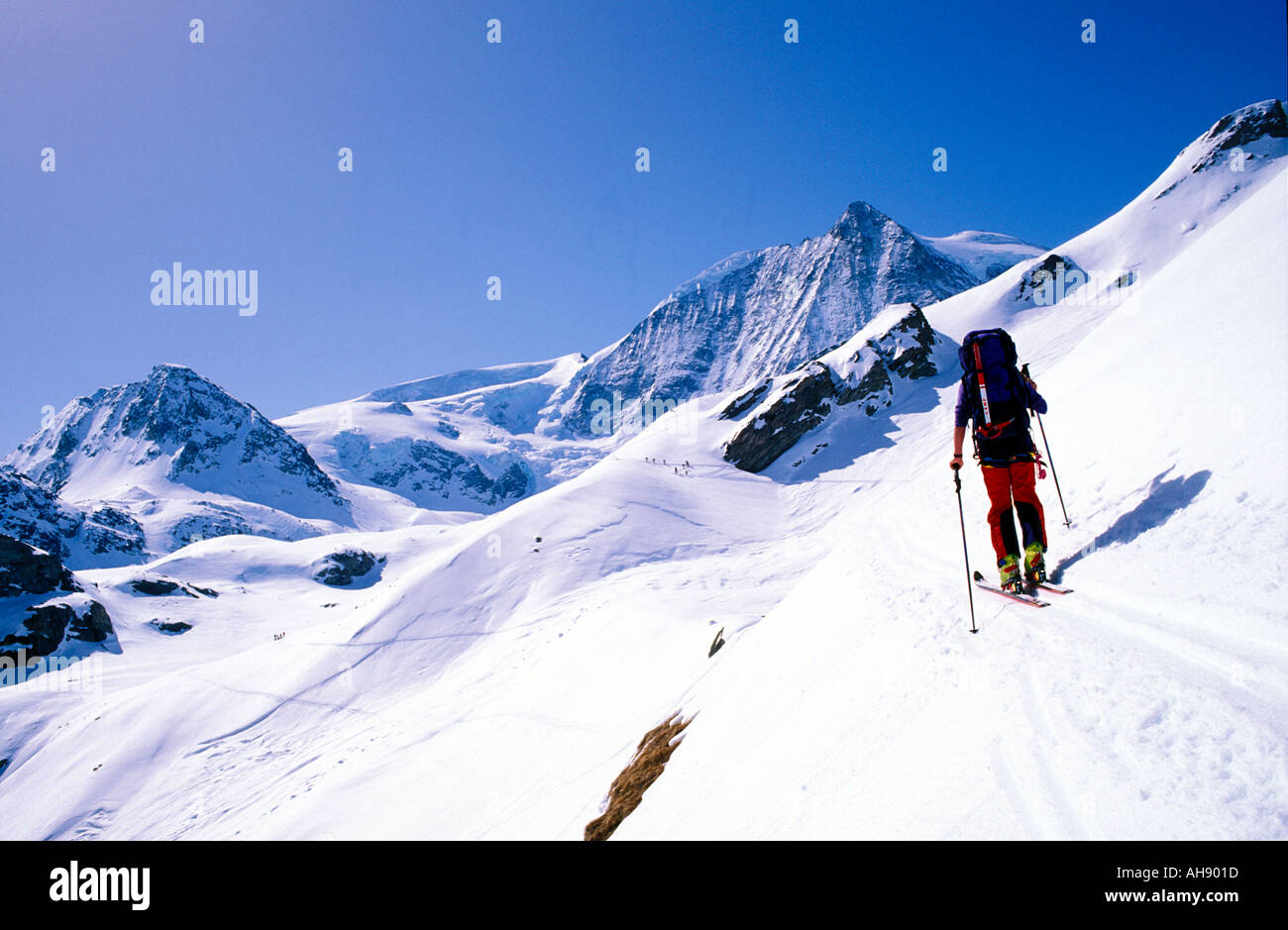 Ski touring on the Haute Route approaching the Dix Hut Stock Photo - Alamy