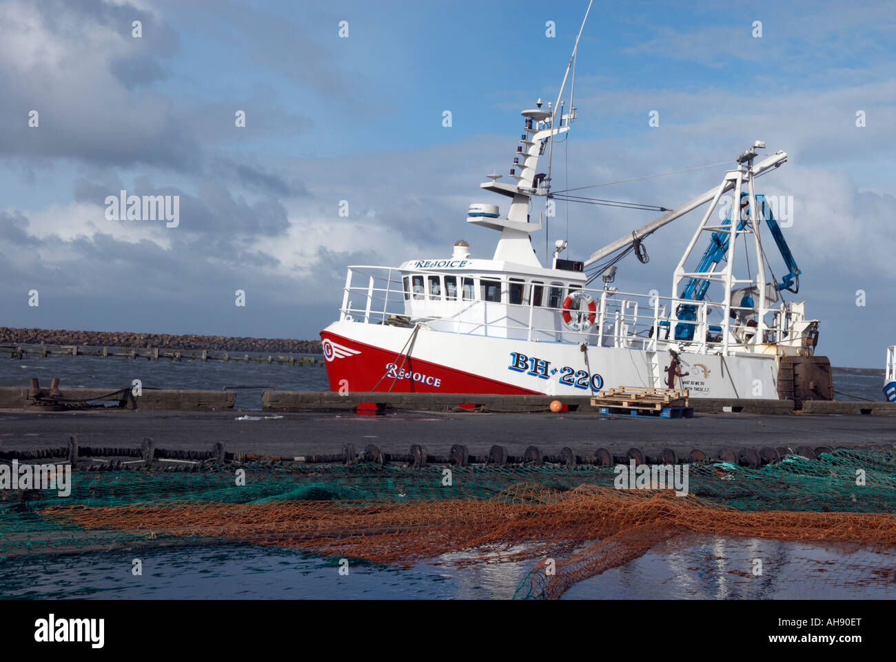 Fishing boat at Amble Harbour in Northumberland "Great Britain Stock ...