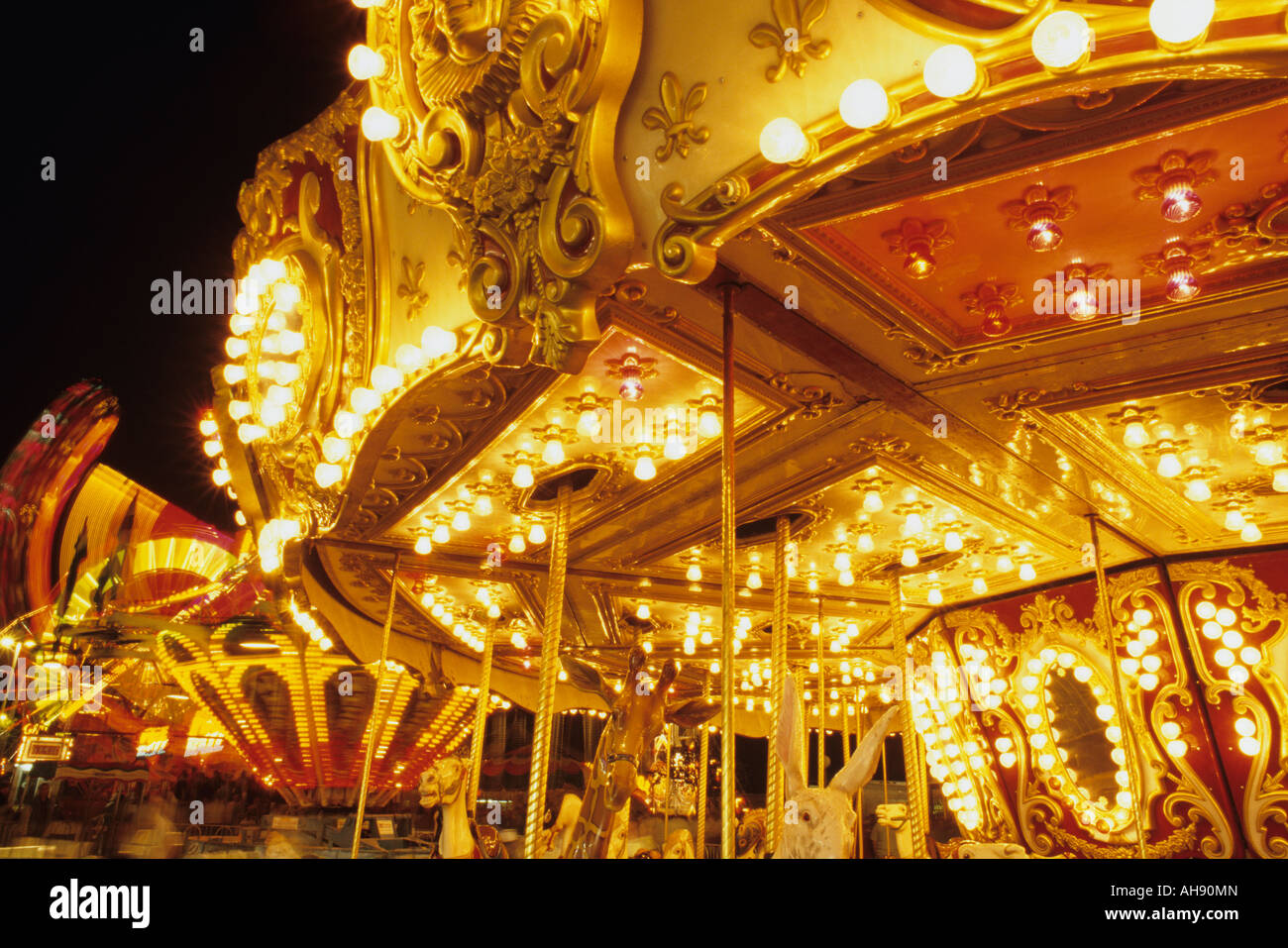 Evergreen State Fair carousel giraffe bright colrful golden Monroe ...