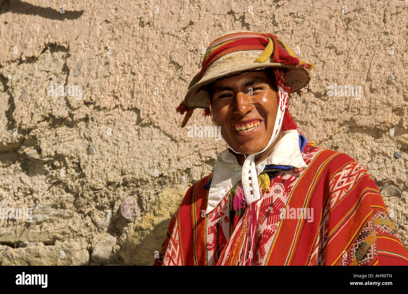 Traditionally dressed Quechua man in small village in the Sacred Valley ...