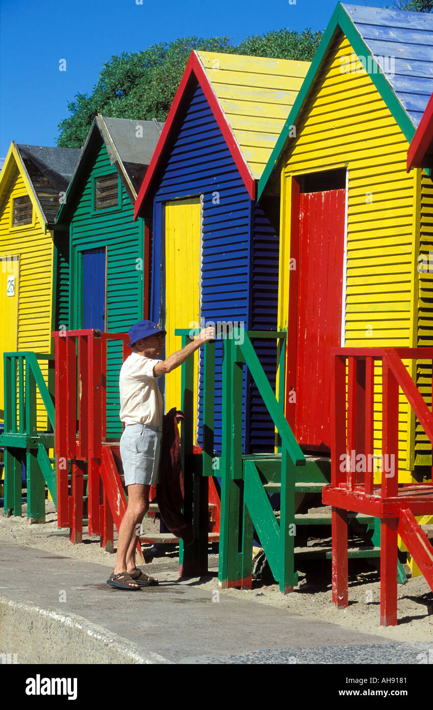South Africa Cape Town Colorfully painted Victorian bathing huts in ...