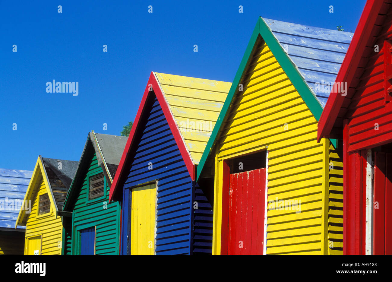 South Africa Cape Town Colorfully painted Victorian bathing huts in ...