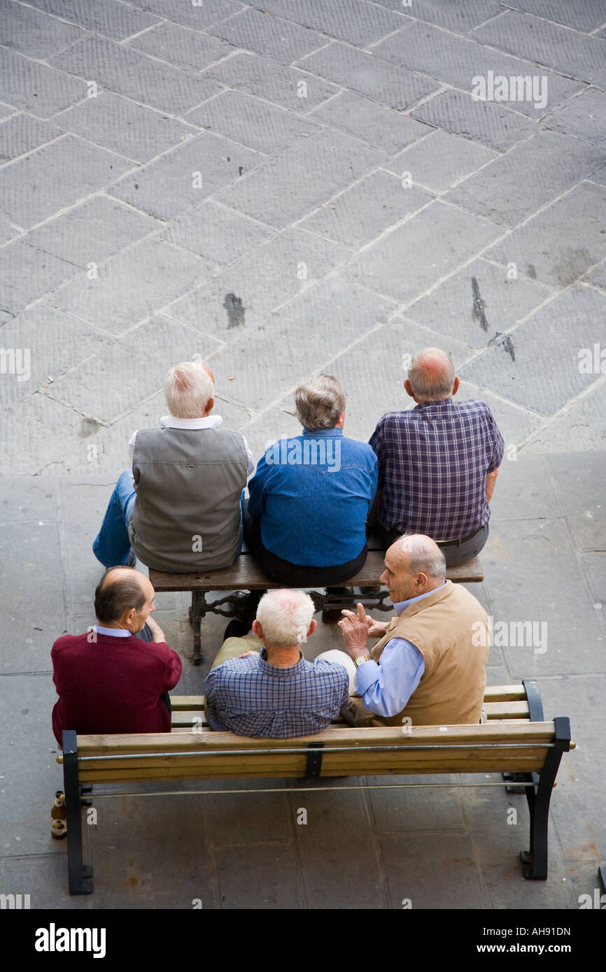 Old men sitting on benches hi-res stock photography and images - Alamy