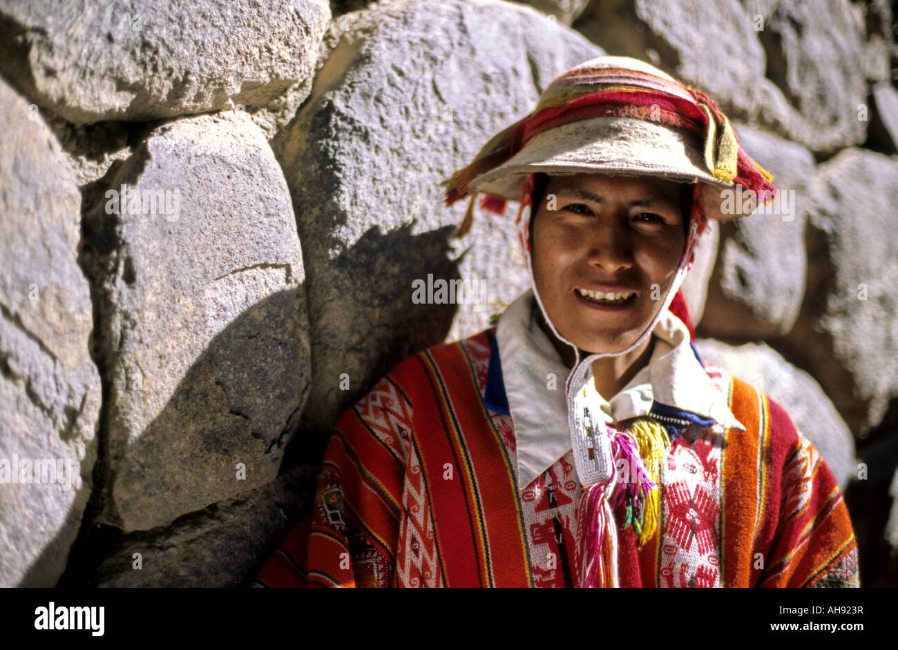 Traditionally dressed Quechua man in small village in the Sacred Valley ...