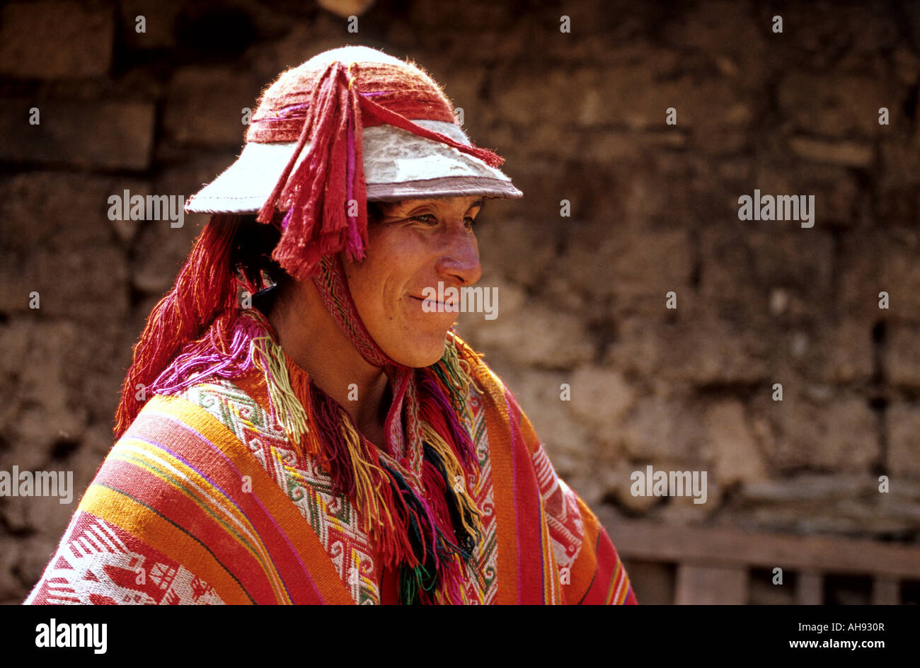 Traditionally dressed Quechua man in small village in the Sacred Valley ...