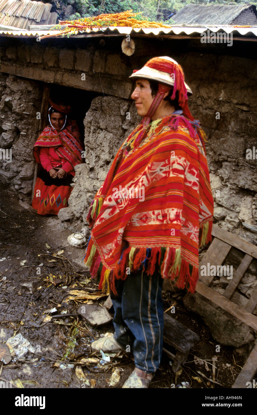 Traditionally dressed Quechua man in small village in the Sacred Valley ...