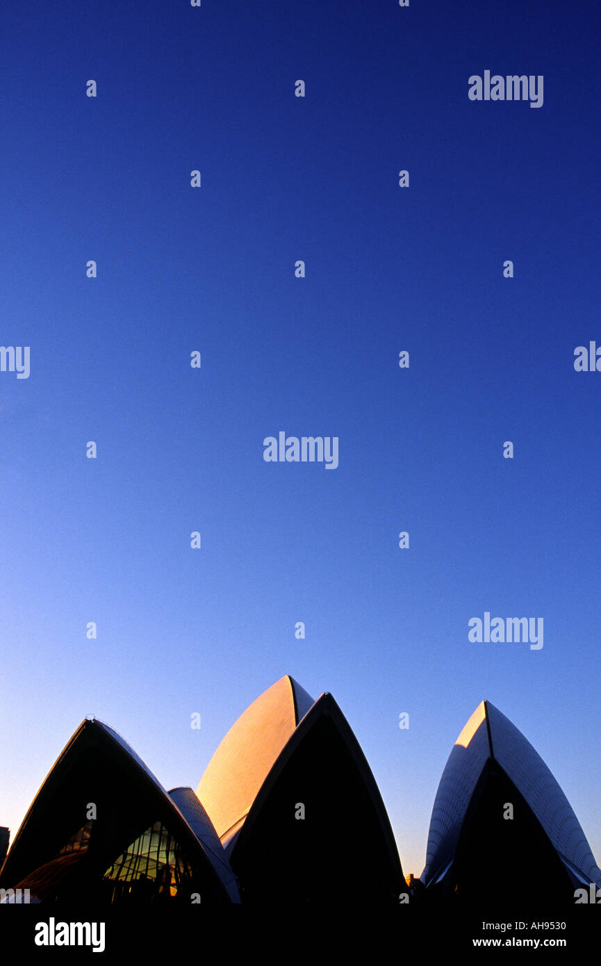 Vertical image of Sydney Opera House showing clear blue sky with Opera ...