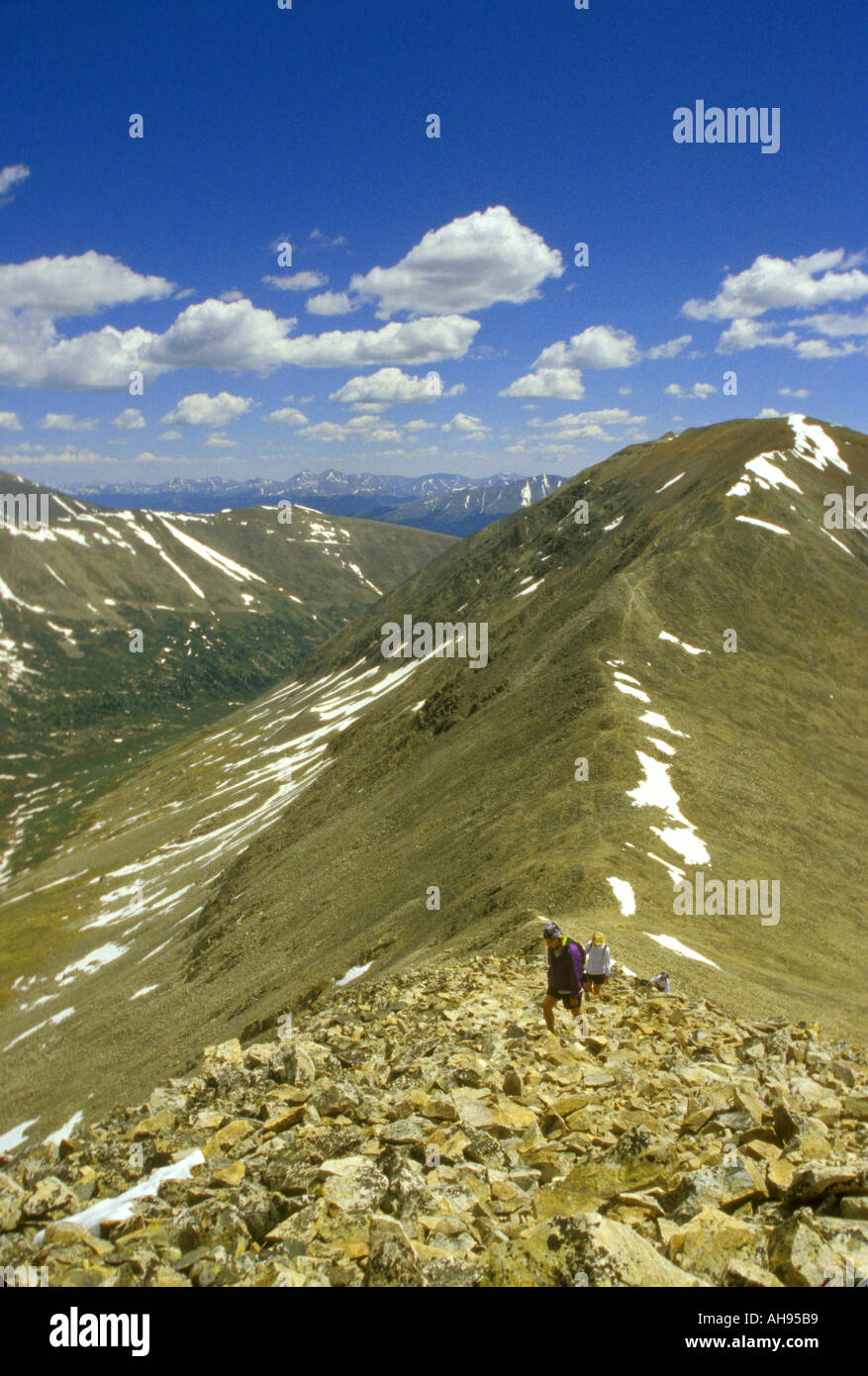 Hiker trekker above treeline in Colorado Rocky Mountains Stock Photo ...