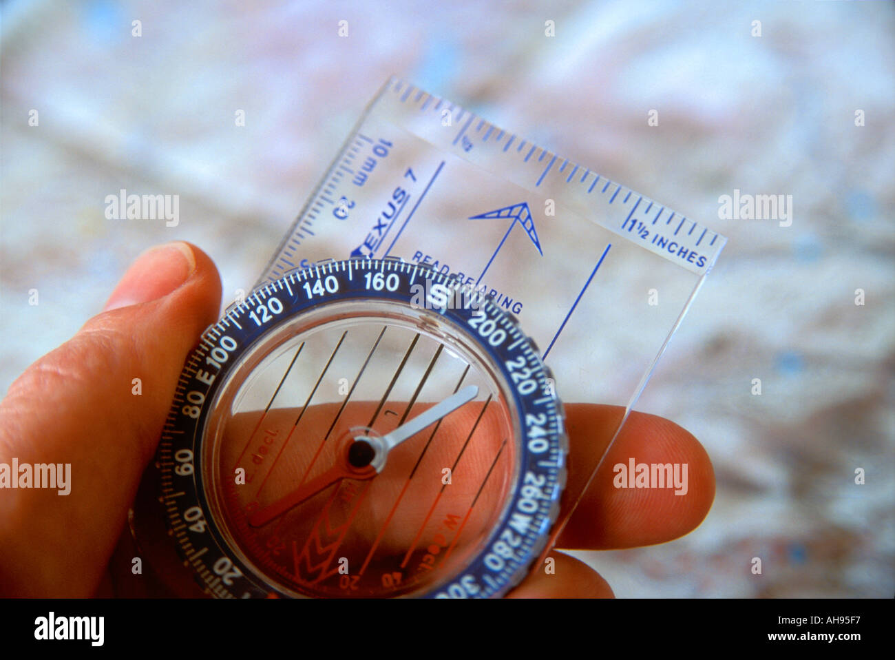 Compass and map for travel direction finding and orientation Stock ...