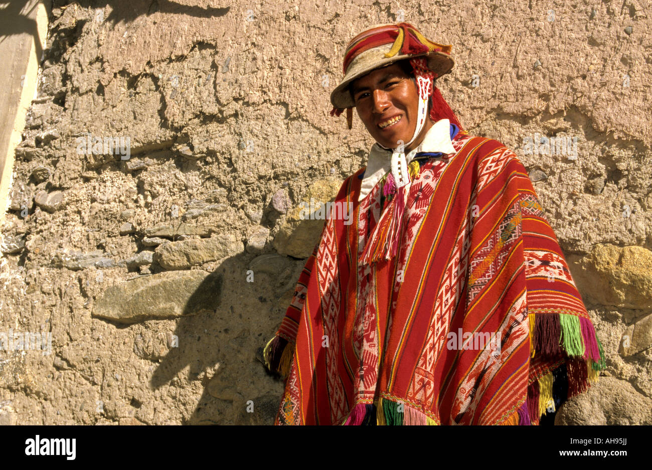 Traditionally dressed Quechua man in small village in the Sacred Valley ...