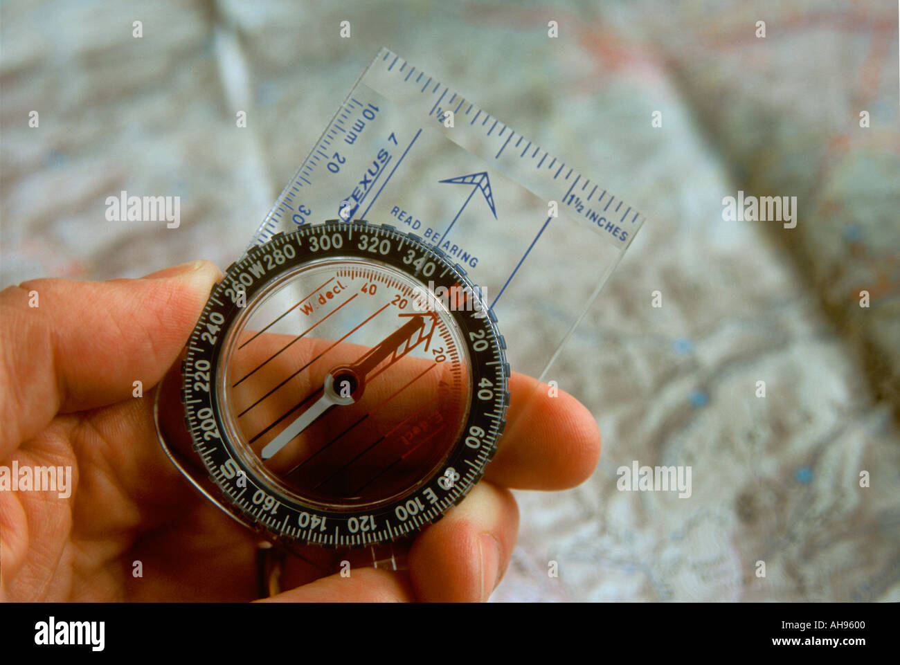 Compass and map for travel direction finding and orientation Stock ...