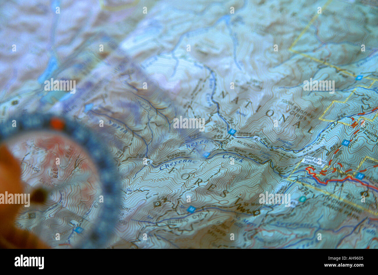 Compass and map for travel direction finding and orientation Stock ...