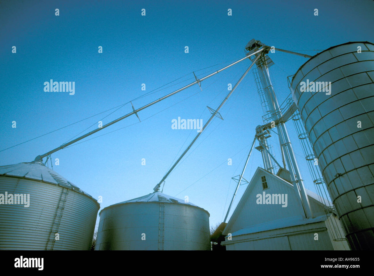 Grain silos on farm Stock Photo - Alamy