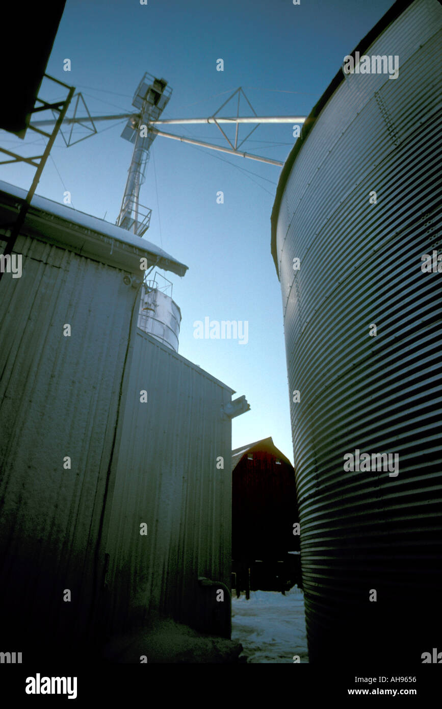 Grain silos on farm Stock Photo - Alamy