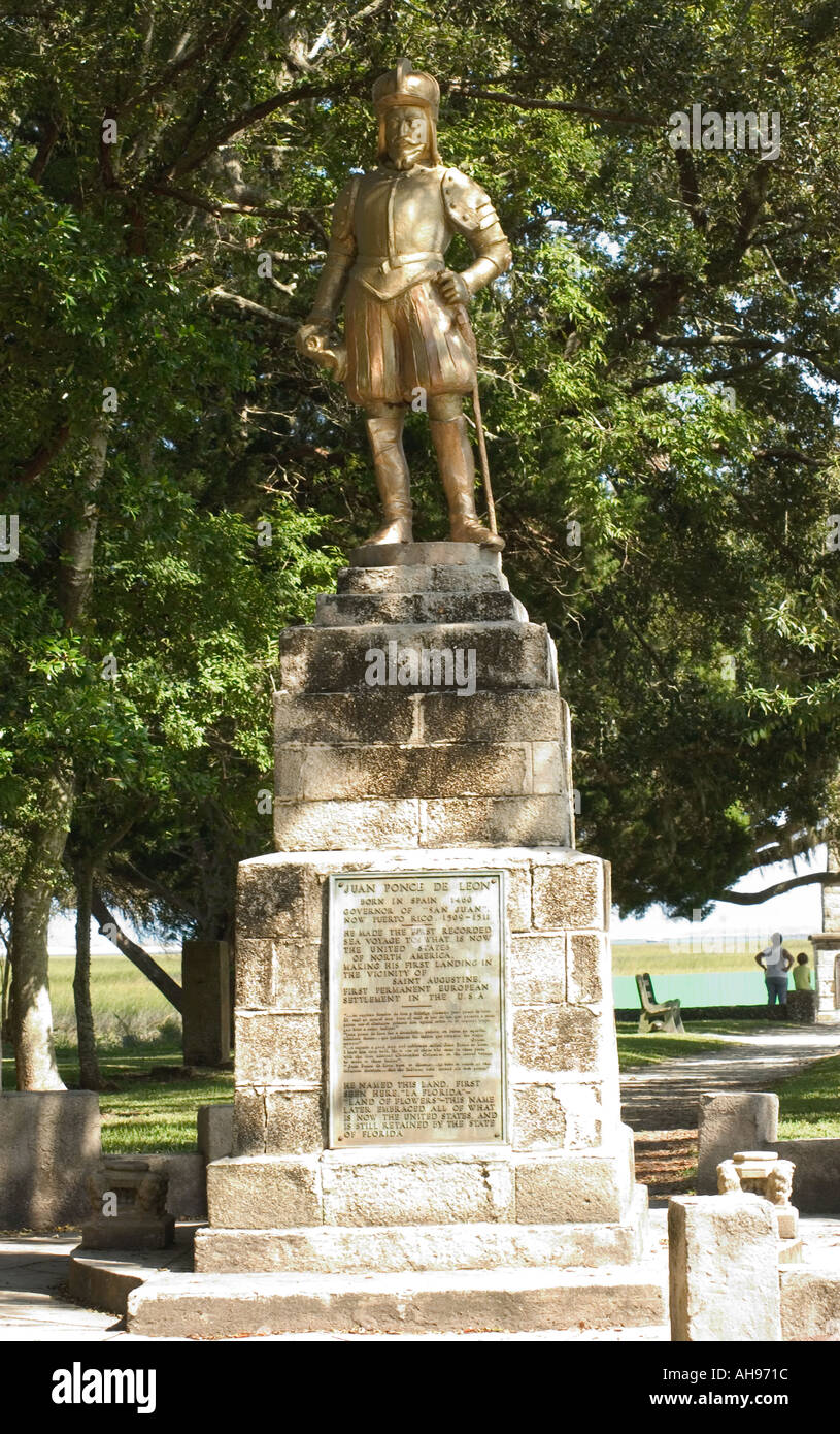 Statue of Spanish explorer Juan Ponce de León in St. Augustine, Florida ...
