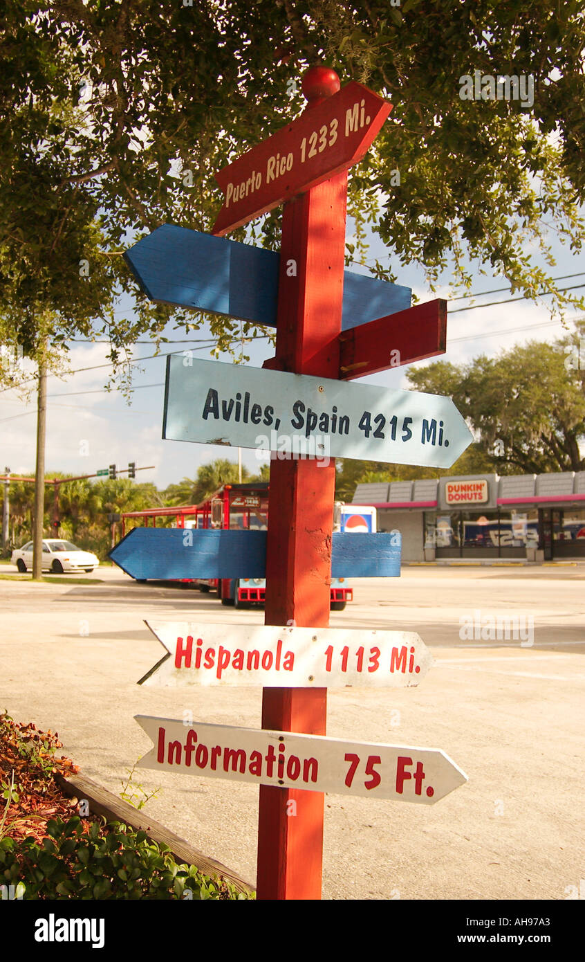 Directional sign for tourists visiting historic downtown St. Augustine ...