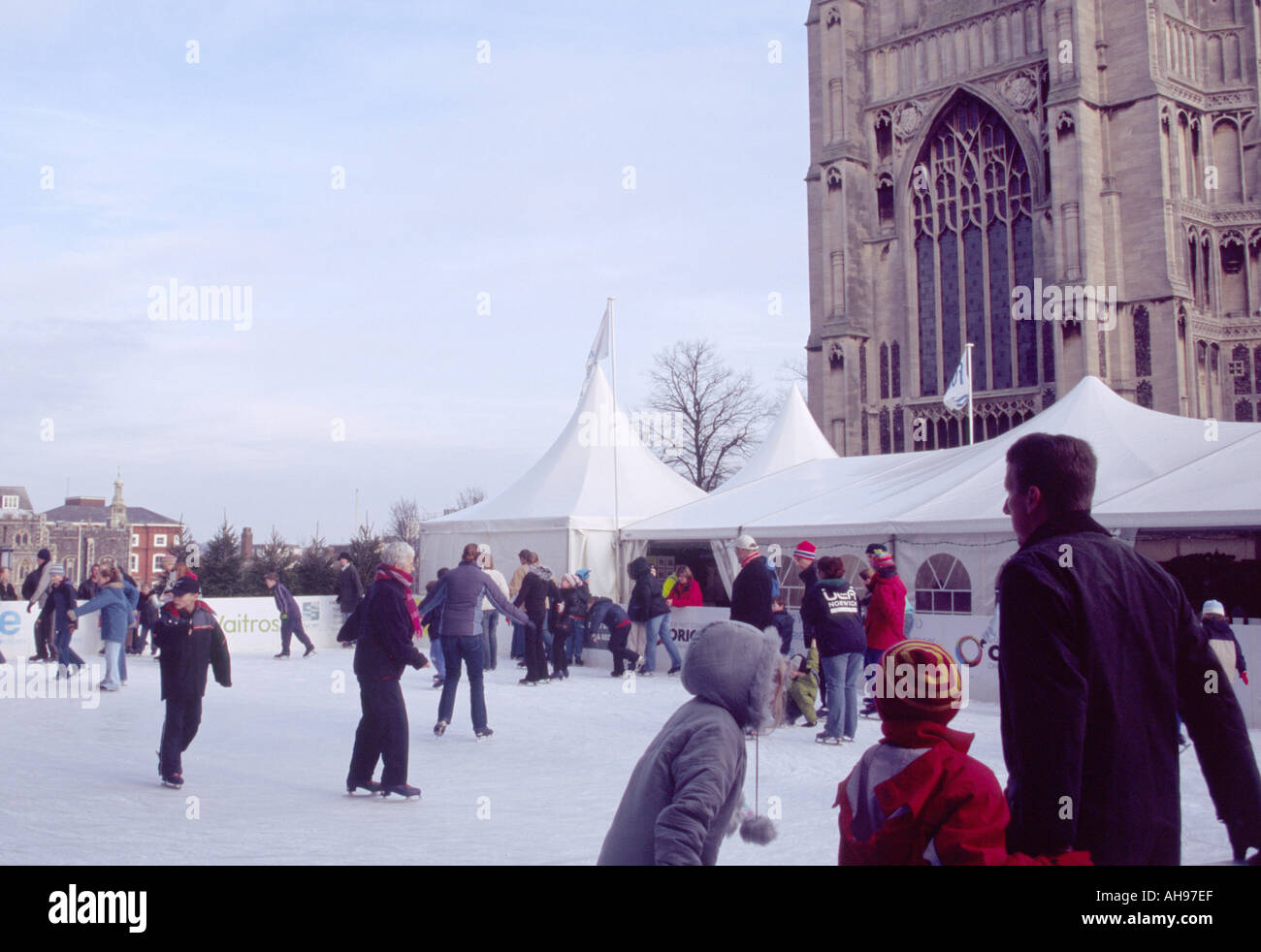 ICE RINK THE FORUM MILLENNIUM LIBRARY NORWICH NORFOLK EAST ANGLIA ...