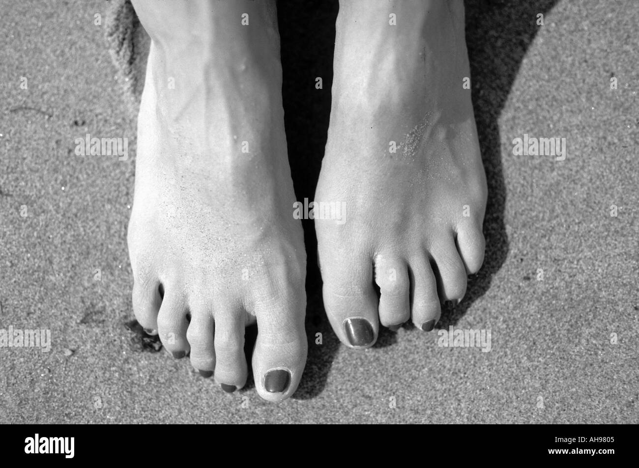 Female toes beach Black and White Stock Photos & Images - Alamy