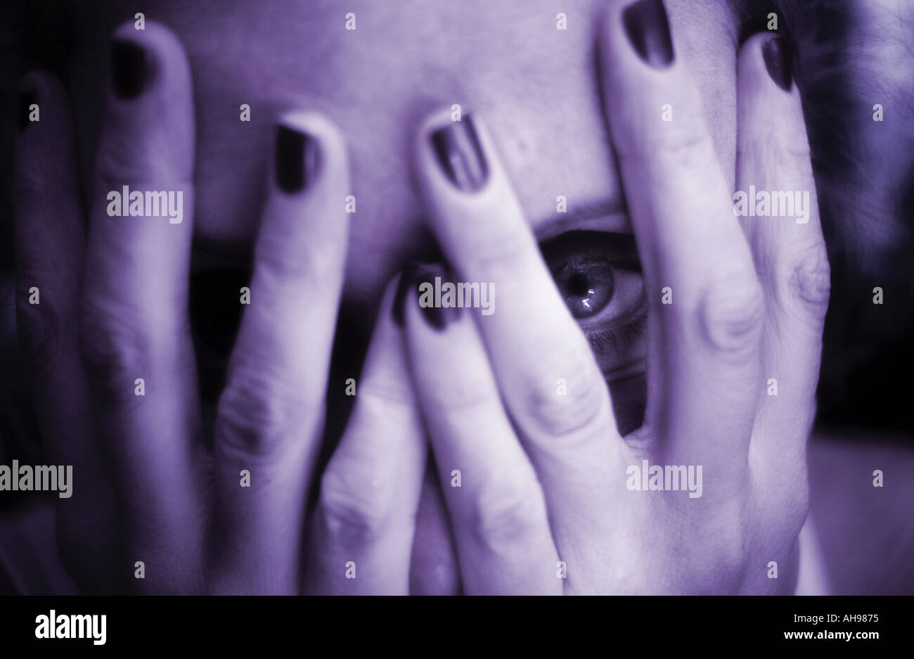 hide hiding Woman covering face looking with eye Stock Photo - Alamy