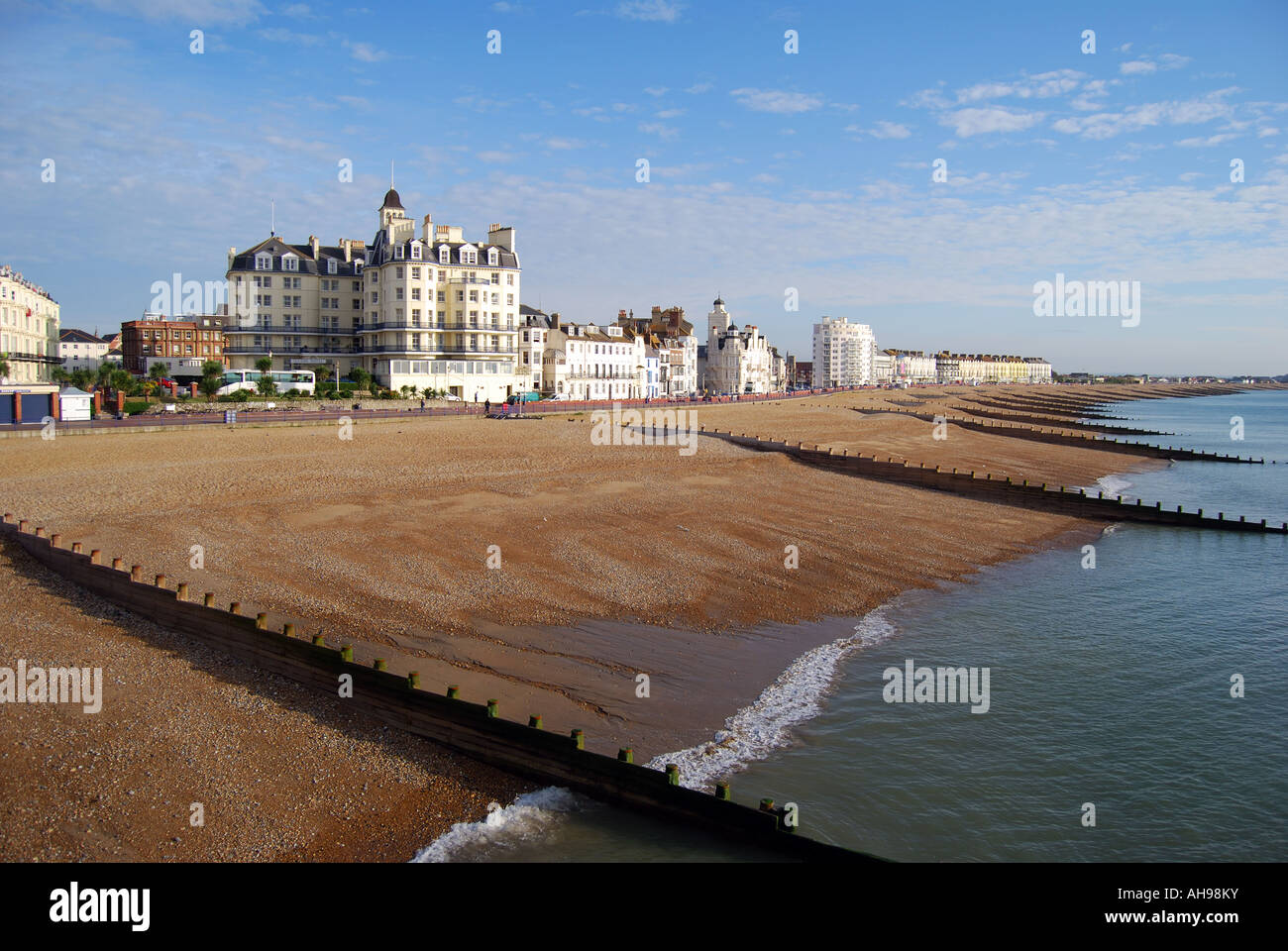 Beach and promenade from Pier, Eastbourne, East Sussex, England, United ...