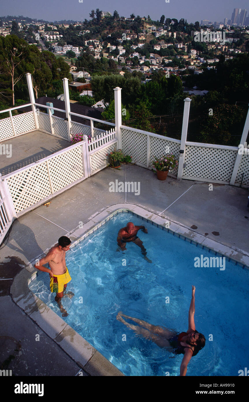 People in a swimming pool, Hollywood Hills, Los Angels, California ...