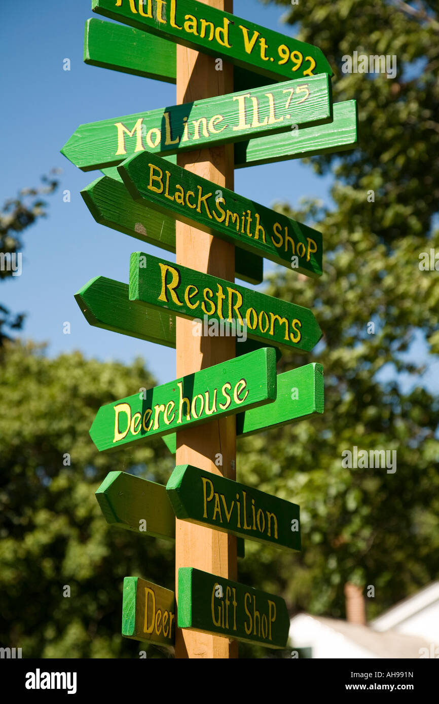 ILLINOIS Grand Detour John Deere Historic Site signpost with green ...
