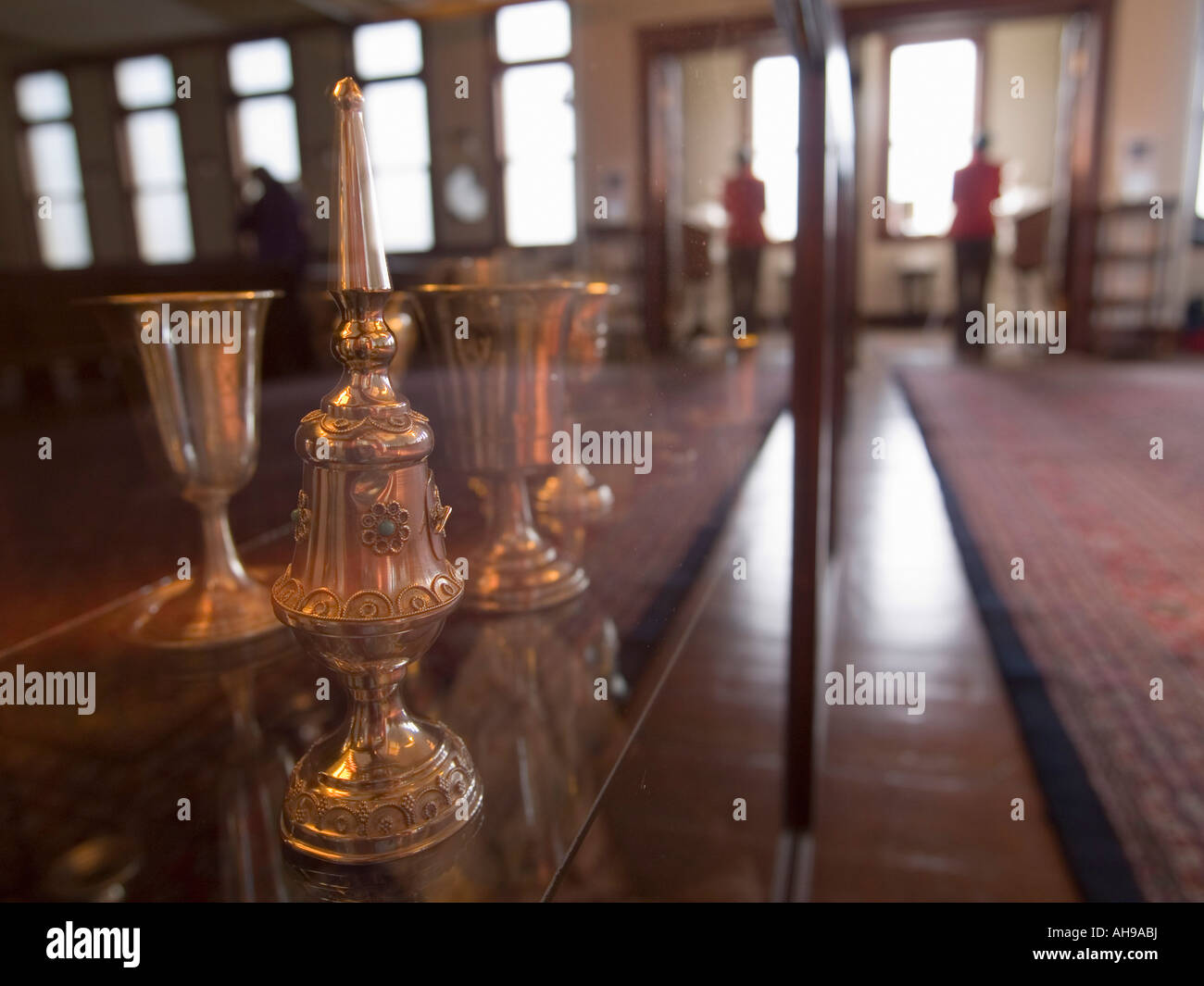 Judaic ritual objects and other memorabilia in the museum section of a ...