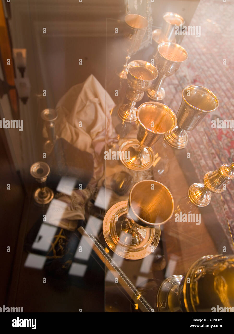 Judaic ritual objects and other memorabilia in the museum section of a ...