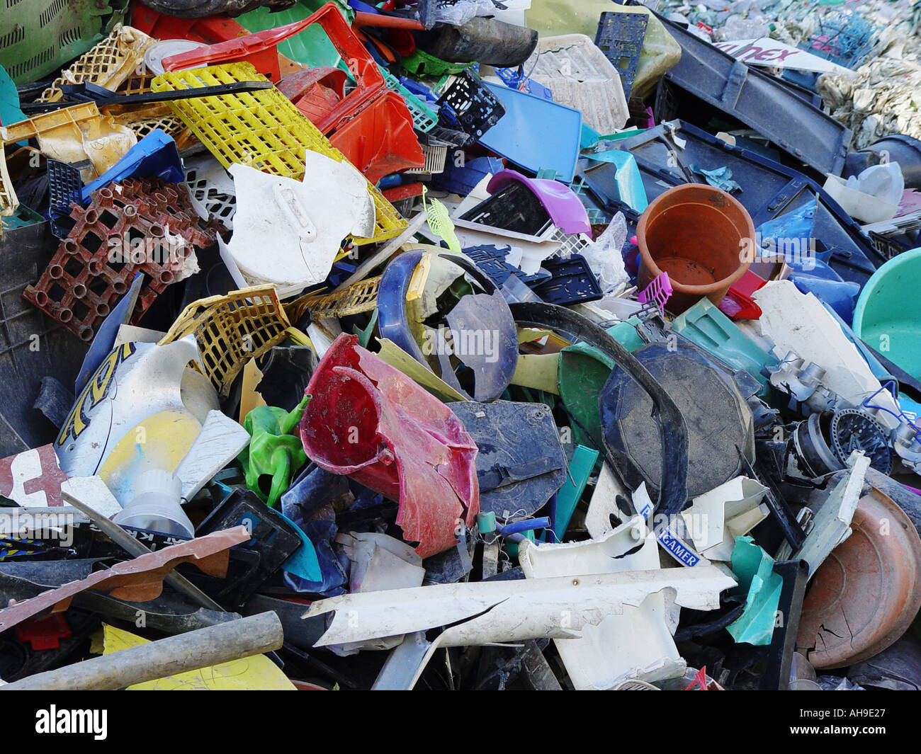 Impressions of a recycling of waste plant and a garbage depot Stock ...