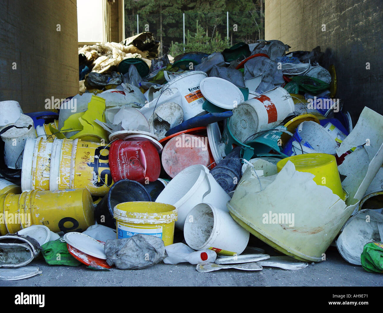 Impressions of a recycling of waste plant and a garbage depot Stock ...