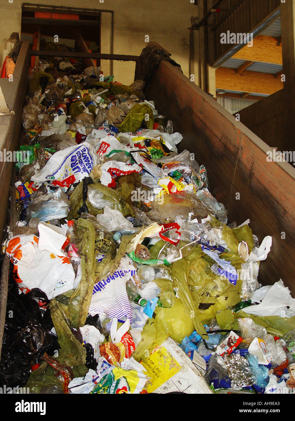 Impressions of a recycling of waste plant and a garbage depot Stock ...