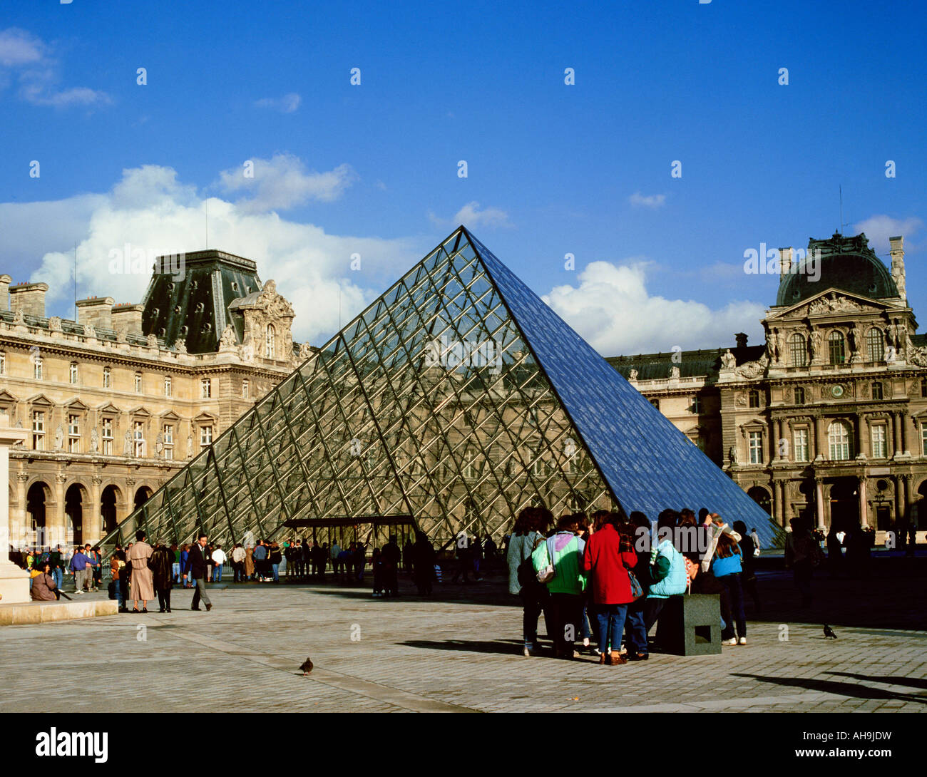 The Glass Pyramid in the courtyard of the Louvre Museum, Paris, France ...