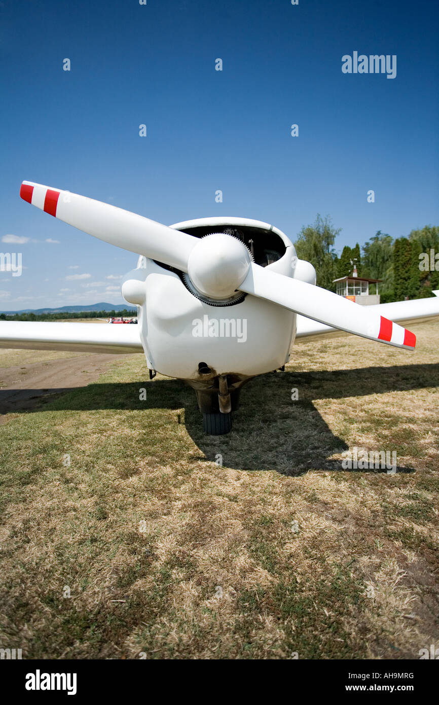 standing airplane front view wide perspective Stock Photo - Alamy