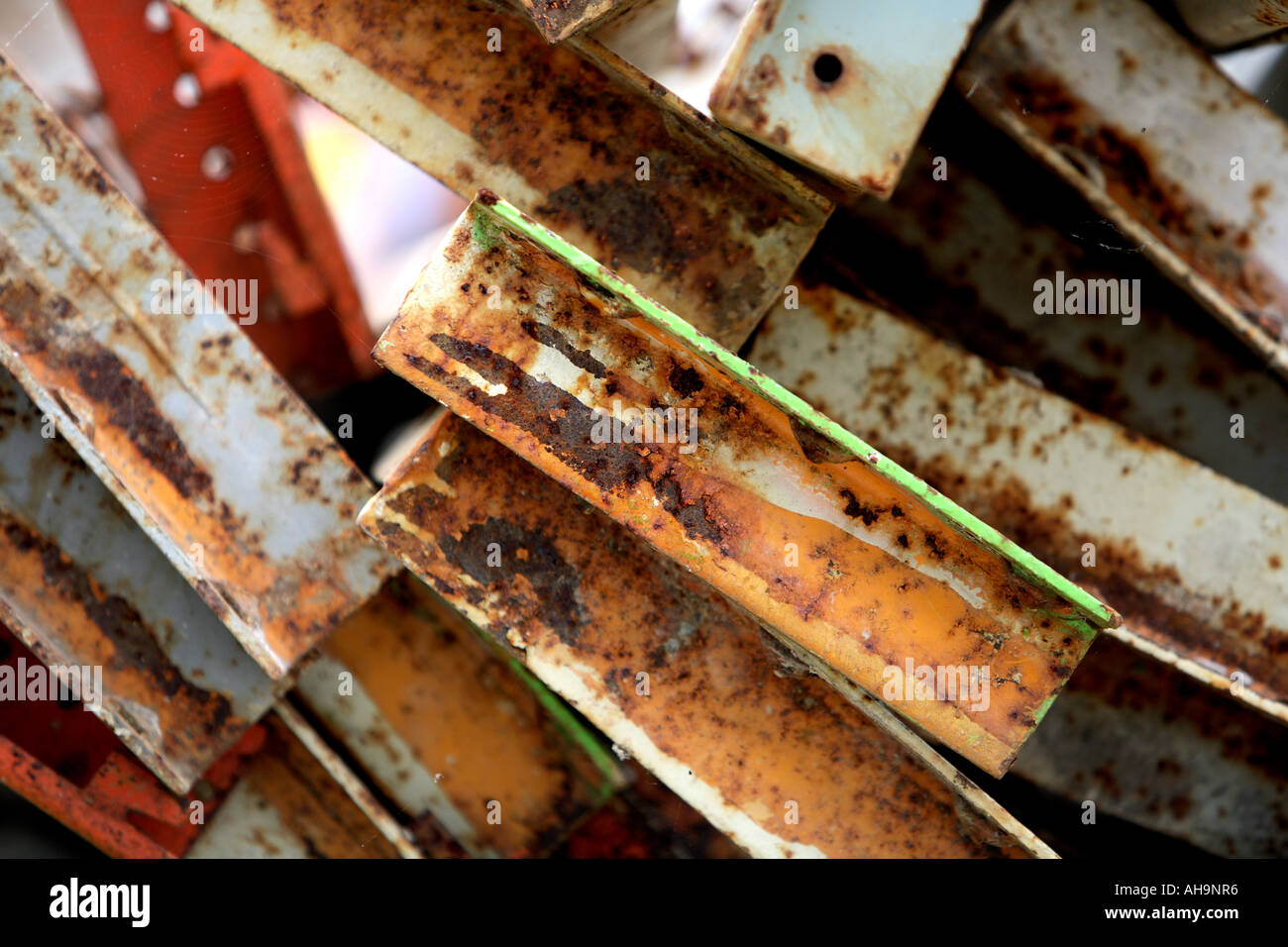 Horizontal close up abstract landscape detail of urban decay and ...