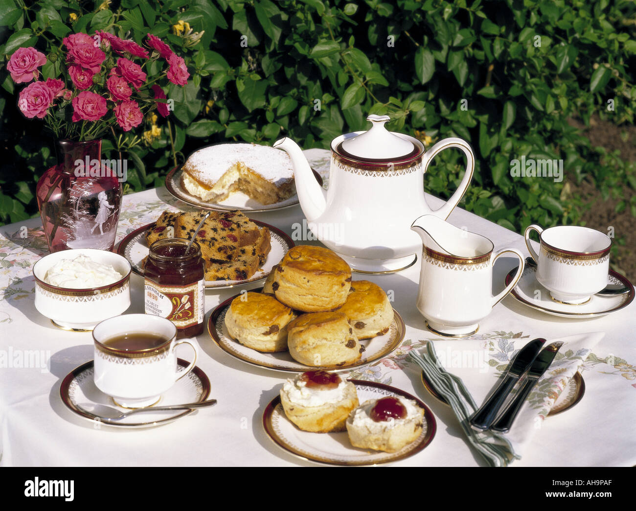 Afternoon tea in garden England Stock Photo - Alamy