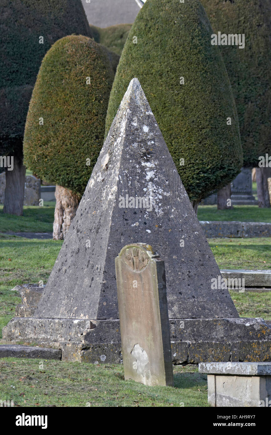 St Mary s churchyard with pyramid shaped memorial tombstone and yew ...