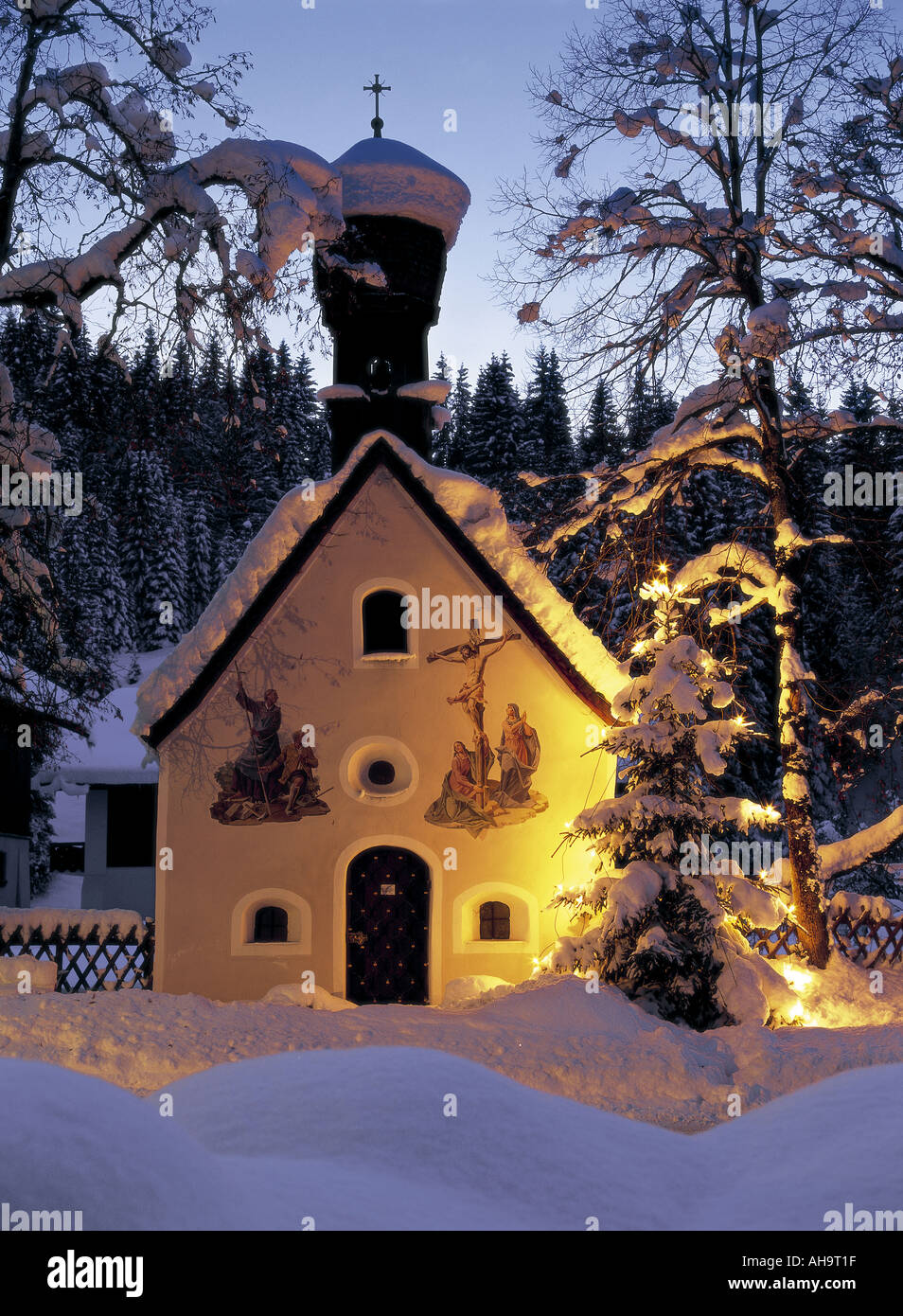Christmas chapel in snow, Bavaria, Germany Stock Photo - Alamy