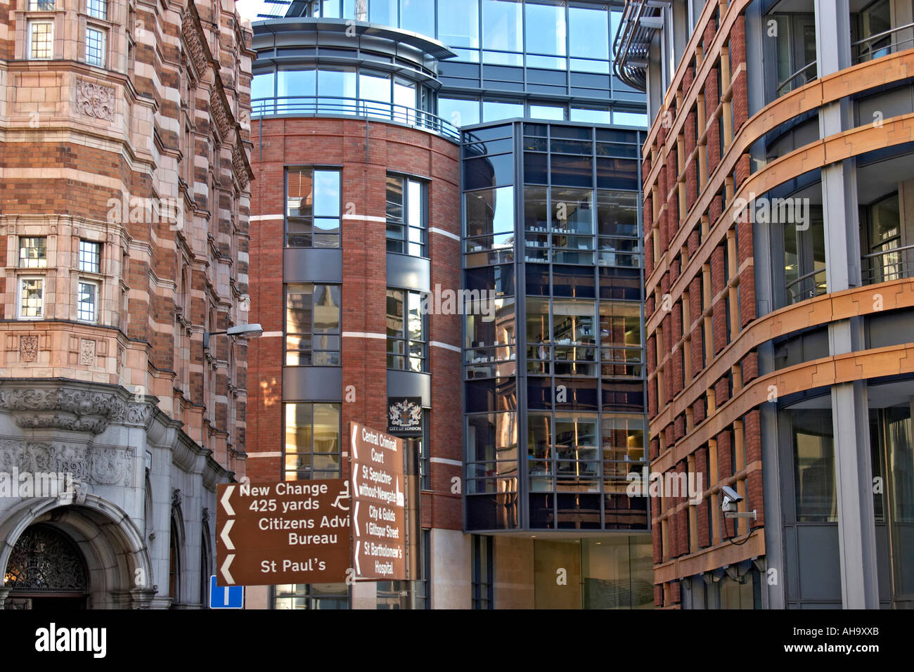 Office buildings and brown locations sign in the City of London EC4 ...